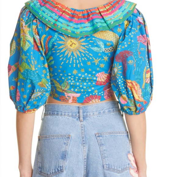 FARM Rio | Tops | Farm Rio Blue Ocean Wrap Blouse Nwt | Poshmark